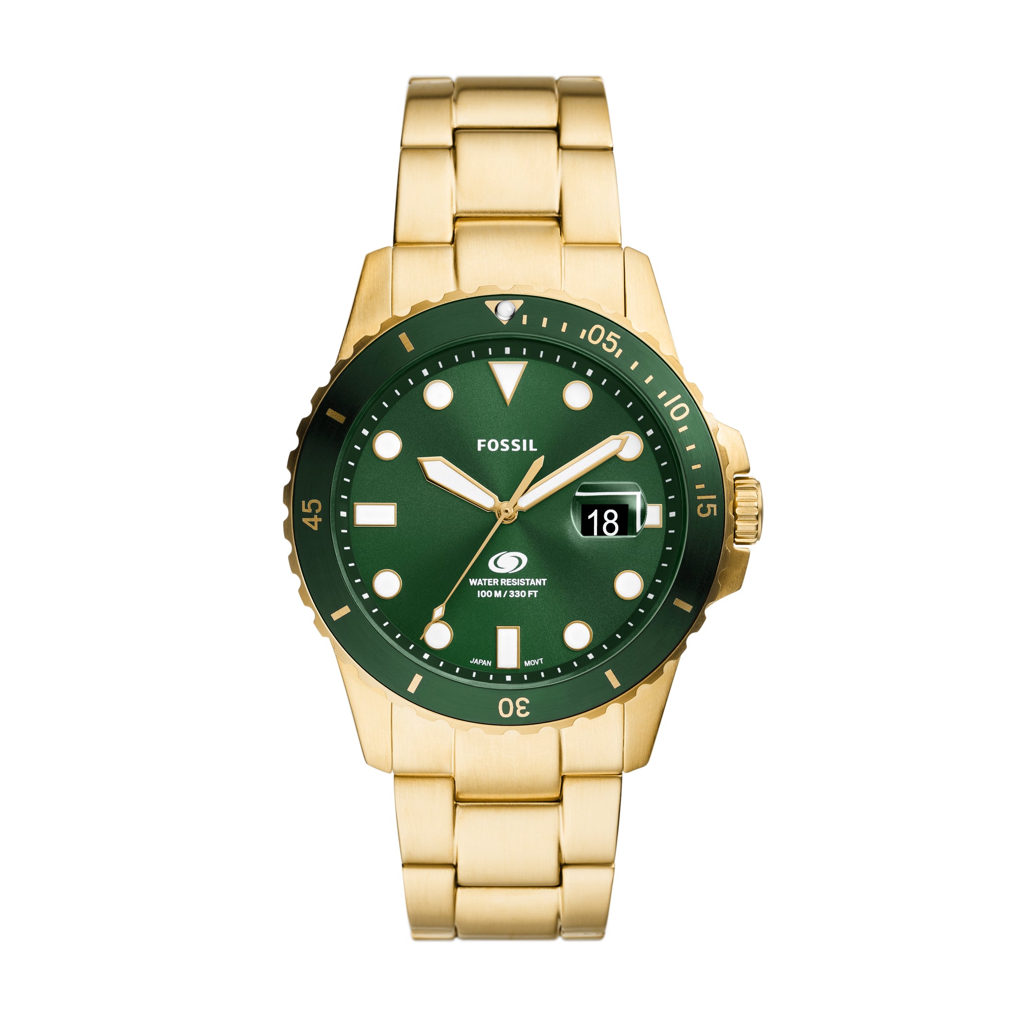 Fossil Blue Dive Three Hand Date Gold Tone Stainless Steel Watch Fossil Singapore