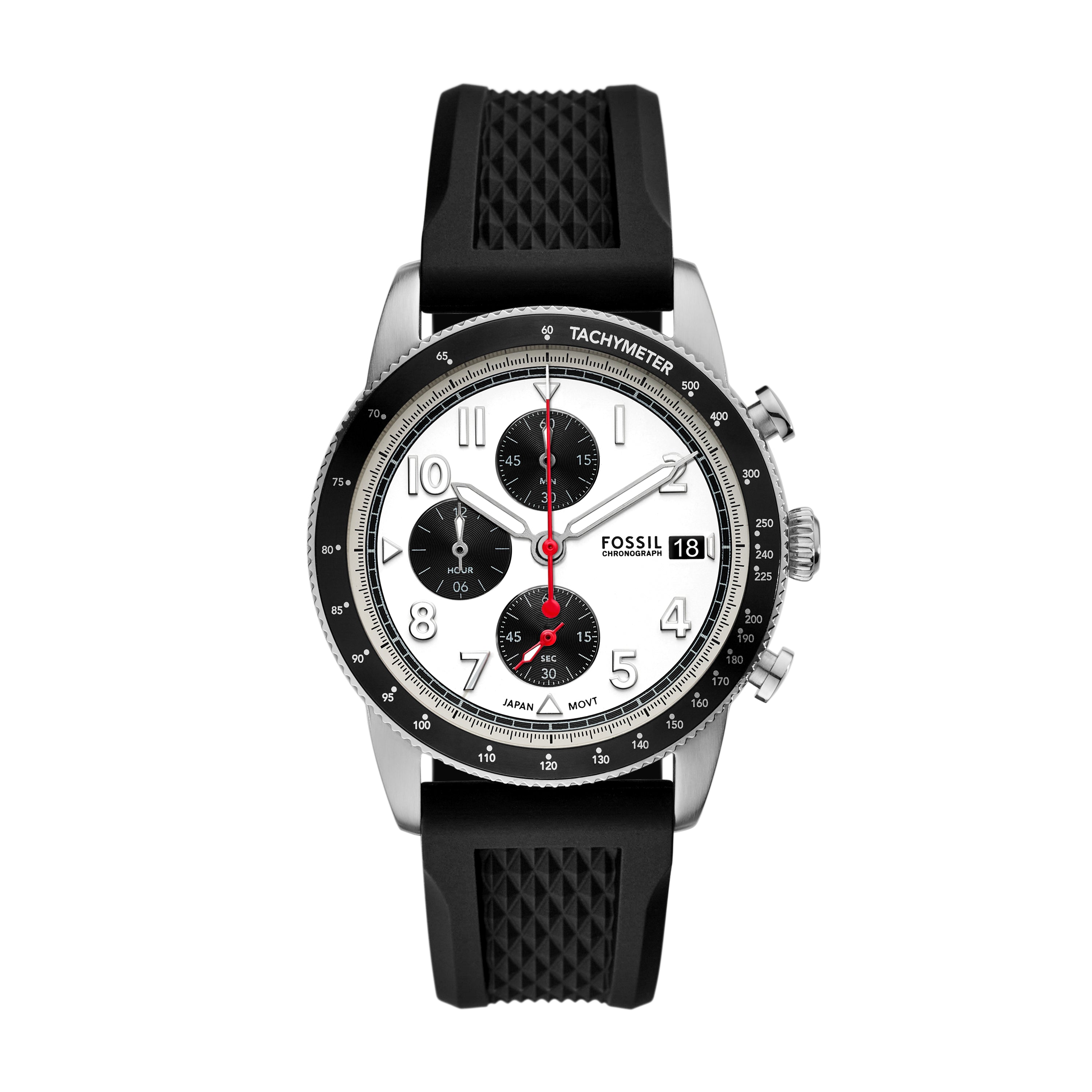 Sport Tourer Chronograph Black Silicone Watch – Fossil Singapore