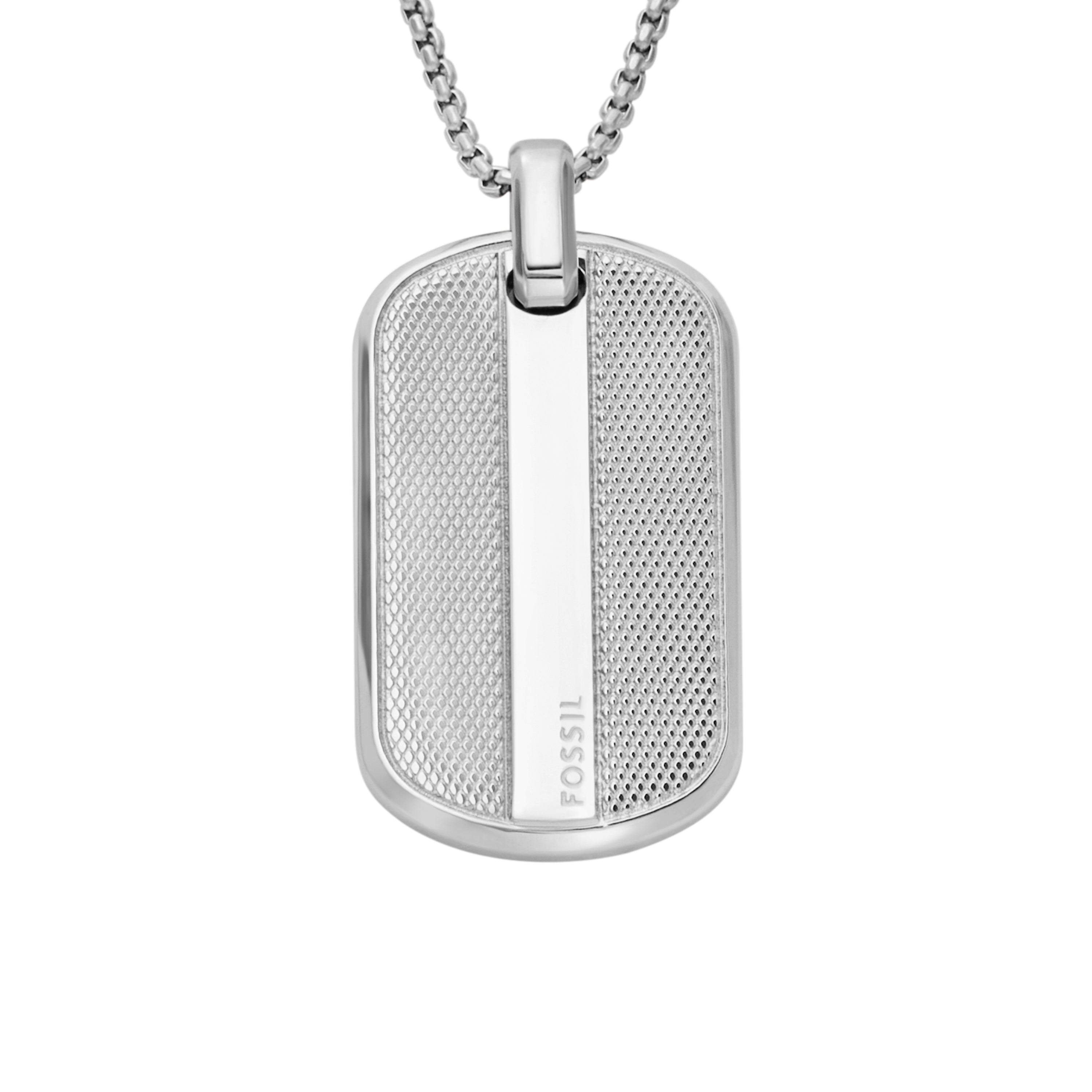 Machine Knurled Texture Stainless Steel Dog Tag Necklace – Fossil Singapore