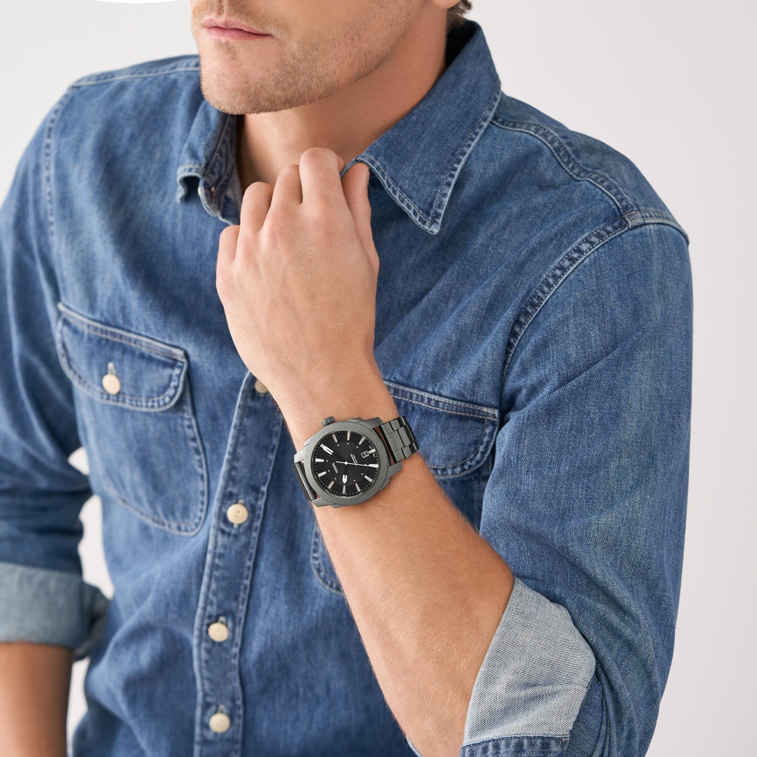 Machine Three-Hand Date Smoke Stainless Steel Watch – Fossil Singapore